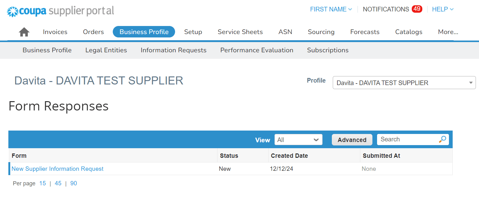 Coupa Supplier Portal Onboarding | DaVita